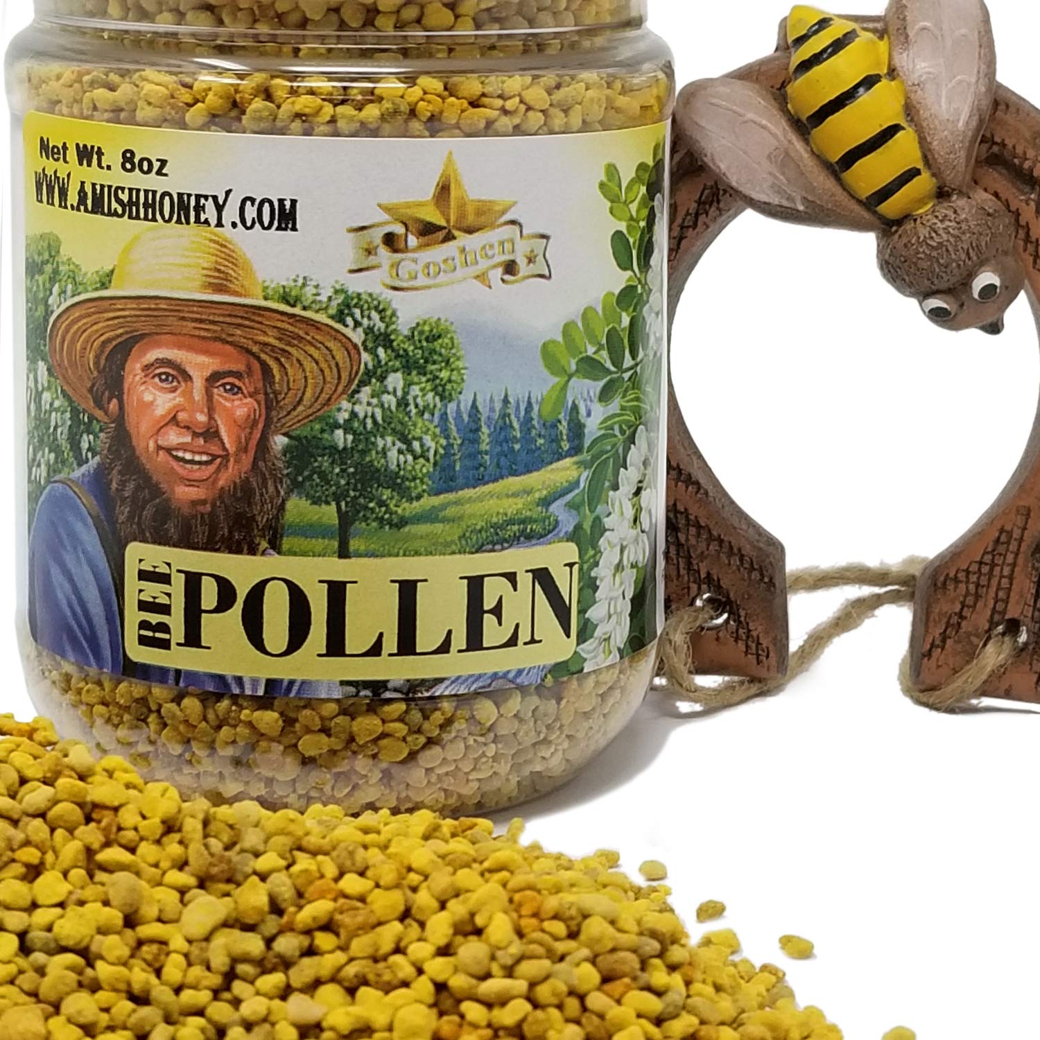 Goshen Amish Country Honey Extremely Raw BEE POLLEN Whole Granules Bee Pollen - 100% Pure Natural Health Benefits - Unfiltered | 8 Oz