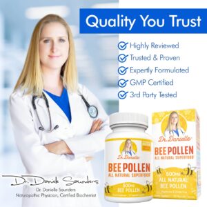 Bee Pollen from Dr. Danielle, Natural Bee Pollen Supplement, 500mg, 120 Veggie Capsules