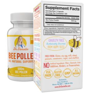 Bee Pollen from Dr. Danielle, Natural Bee Pollen Supplement, 500mg, 120 Veggie Capsules