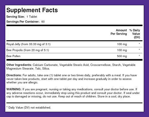 Piping Rock Royal Jelly Propolis Bee Pollen | 60 Caplets | Vegetarian, Non-GMO, Gluten Free Supplement