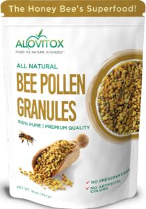 alovitox bee pollen granules 16 oz | 100% pure, fresh raw bee pollen | superfood packed bee pollen with antioxidant, protein, vitamins & more | nutritional yeast & gluten free