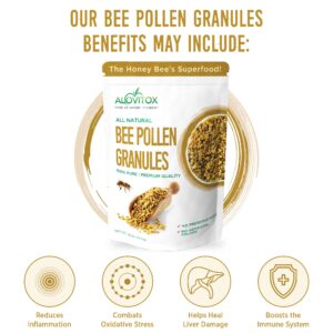 Alovitox Bee Pollen Granules 16 Oz | 100% Pure, Fresh Raw Bee Pollen | Superfood Packed Bee Pollen with Antioxidant, Protein, Vitamins & More | Nutritional Yeast & Gluten Free