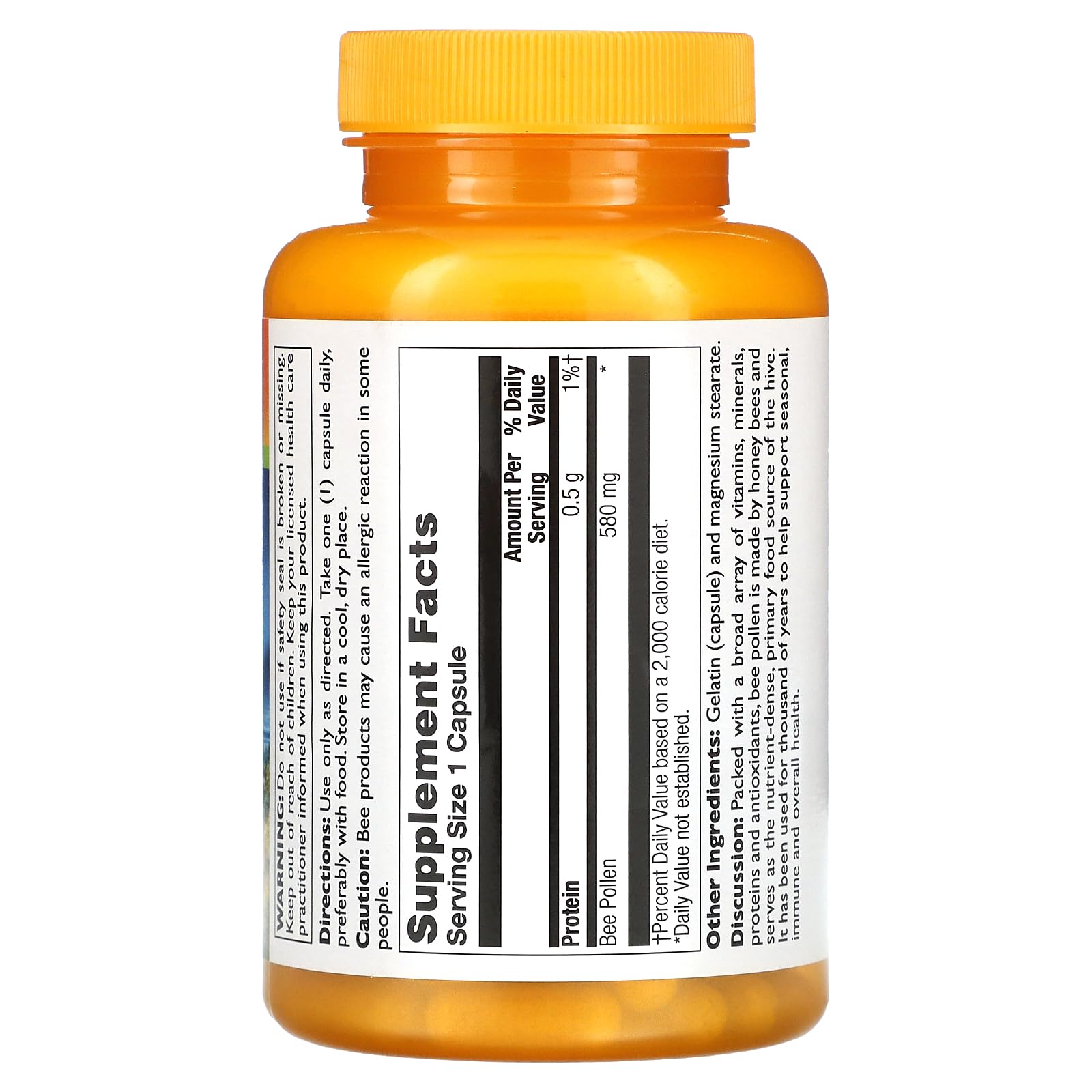 Thompson Bee Pollen, Capsule (Btl-Plastic) 580mg 100ct