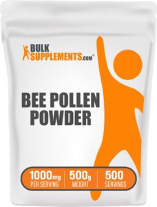 bulksupplements.com bee pollen powder - superfood supplement, bee pollen supplement - for immune support, natural & gluten free, 1000mg per serving, 500g (1.1 lbs) (pack of 1)