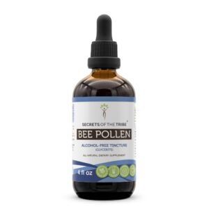 secrets of the tribe bee pollen tincture alcohol-free extract, high-potency herbal drops, tincture made from bee pollen (bee pollen) 4 oz