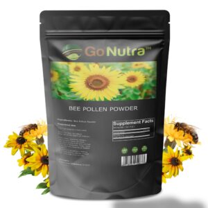 go nutra - bee pollen powder, pure bee pollen powder, bee pollen supplement for humans, dogs, bearded dragon, and more, non-gmo, gluten-free, vegan, 8 oz