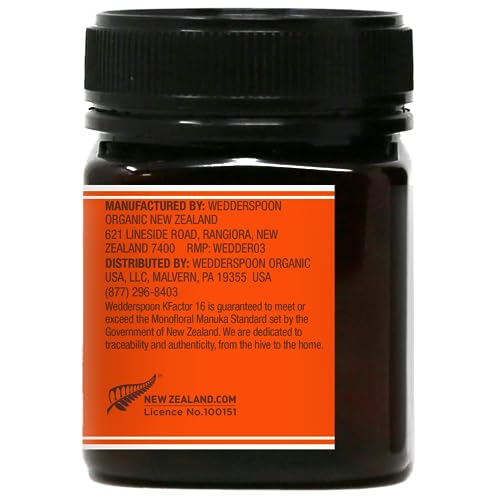 Wedderspoon Raw Premium Manuka Honey KFactor 16, 8.8 Oz, Unpasteurized, Genuine New Zealand Honey, Multi-Functional, Non-GMO Superfood