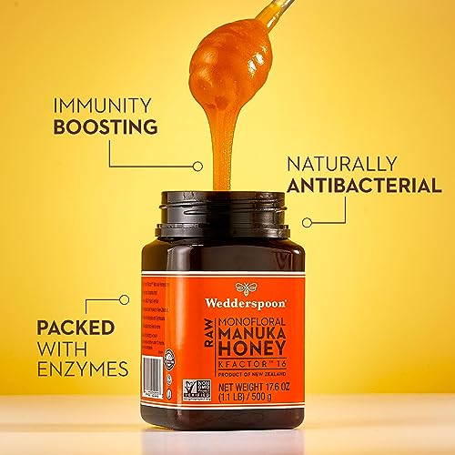 Wedderspoon Raw Premium Manuka Honey KFactor 16, 8.8 Oz, Unpasteurized, Genuine New Zealand Honey, Multi-Functional, Non-GMO Superfood