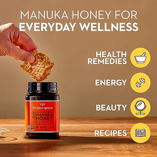 Wedderspoon Raw Premium Manuka Honey KFactor 16, 8.8 Oz, Unpasteurized, Genuine New Zealand Honey, Multi-Functional, Non-GMO Superfood