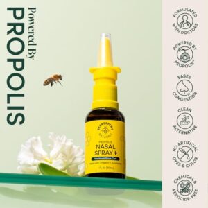 Beekeeper's Naturals Propolis Nasal Rinse Spray Max, Relief for Adults w/Eucalyptus, Oregano & Saline, Clears Nasal Congestion, Moisturizes Sinus Canal, & Decongest Sinus Cavities, 1 fl oz