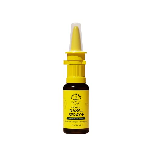 Beekeeper's Naturals Propolis Nasal Rinse Spray Max, Relief for Adults w/Eucalyptus, Oregano & Saline, Clears Nasal Congestion, Moisturizes Sinus Canal, & Decongest Sinus Cavities, 1 fl oz