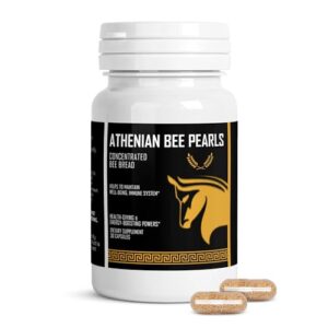 bee pollen supplement athenian bee pearls | natural immunity & vitality support bee pollen capsule | spartan bee bread extract & vitamin c | non gmo, nothing synthetic, all natural organic bee pollen