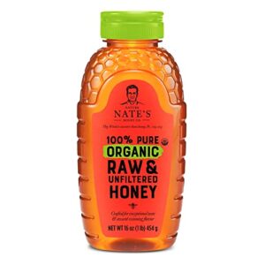 nate's organic 100% pure, raw & unfiltered honey - usda certified organic - 16oz. squeeze bottle