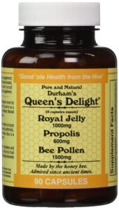 durham's queen's delight (royal jelly 1000mg, propolis 600mg, beepollen 1500mg) in 3 daily capsules