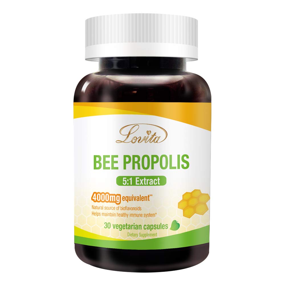 Lovita Bee Propolis Capsule | 4000mg Equivalent | 5:1 Concentration | Natural Propolis Extract | 30 Vegetarian Capsules (1 Months Supply)