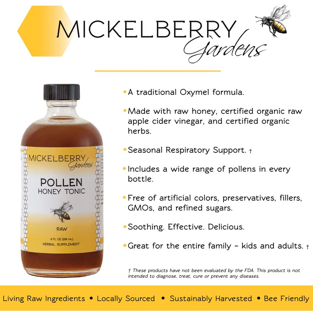 Pollen Honey Tonic - Herbal Supplement - Natural Respiratory Support (8 ounces)