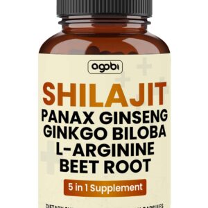 7100mg Shilajit Supplement - 90 Capsules - Support for Energy Production, Concentration, Brain Health & Extra Strength - Combined with Panax Ginseng Root, Beet Root & More - Gluten-free, Non-GMO