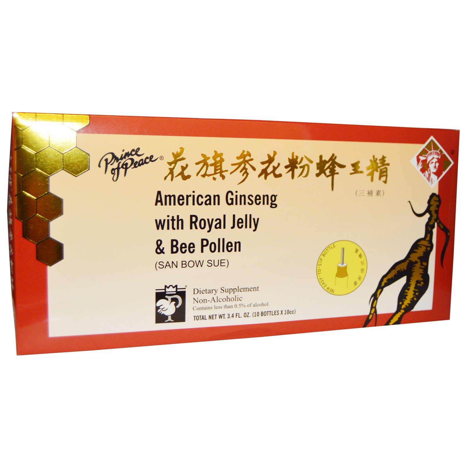 American Ginseng w/Royal Jelly & Bee Pollen - w/Royal Jelly and Bee Pollen, 10 Vial