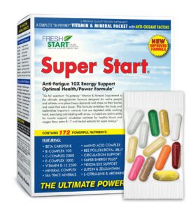 super start complete daily vitamin pack | 10x energy & stamina booster, muscle support | vitamin a, b, c, d, e, b12, minerals, amino acids, bee pollen, ashwagandha, panax ginseng (30 packets)