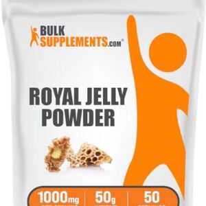 BulkSupplements.com Royal Jelly Powder - Royal Jelly Supplement, Royal Jelly 1000mg - for Immune Support, Gluten Free, 1000mg per Serving, 50g (1.8 oz) (Pack of 1)