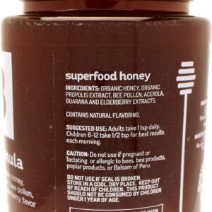 VITASUPPORTMD Superfood Organic Honey Fortified with Propolis - Aide with Immune Support, Energize Your Mind & Body with Bee Pollen, Vitamin C, Guarana, & Elderberry Bee Formula