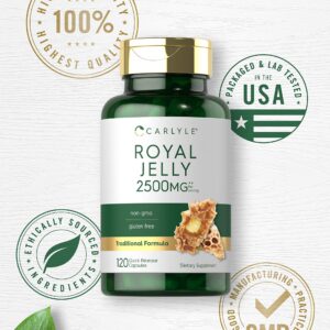 Carlyle Royal Jelly Capsule | 2500mg | 120 count | Non-GMO and Gluten Free Formula | Traditional Supplement