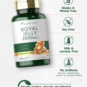 Carlyle Royal Jelly Capsule | 2500mg | 120 count | Non-GMO and Gluten Free Formula | Traditional Supplement