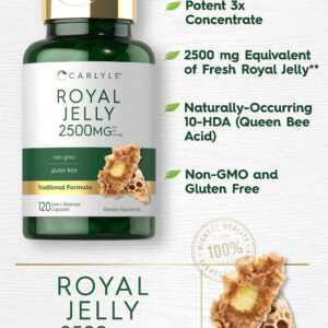 Carlyle Royal Jelly Capsule | 2500mg | 120 count | Non-GMO and Gluten Free Formula | Traditional Supplement