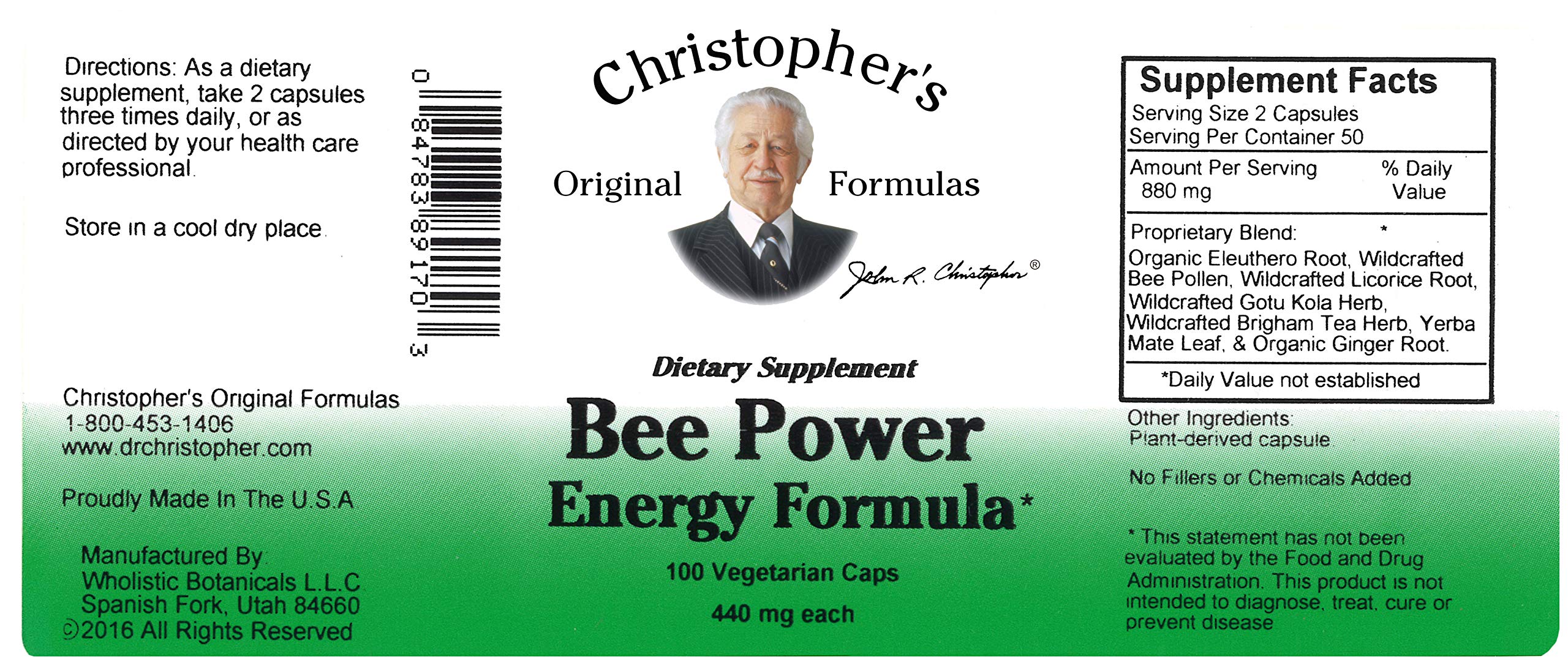 Dr. Christopher's Bee Power Energy (100 Caps)