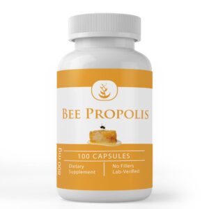 pure original ingredients bee propolis, (100 capsules) always pure, no additives or fillers, lab verified