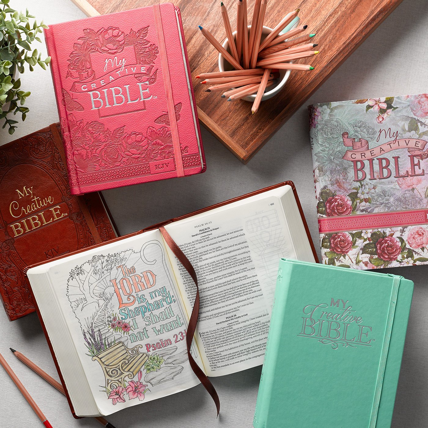 KJV Holy Bible, My Creative Bible, Faux Leather Flexcover - Ribbon Marker, King James Version, Pink Floral