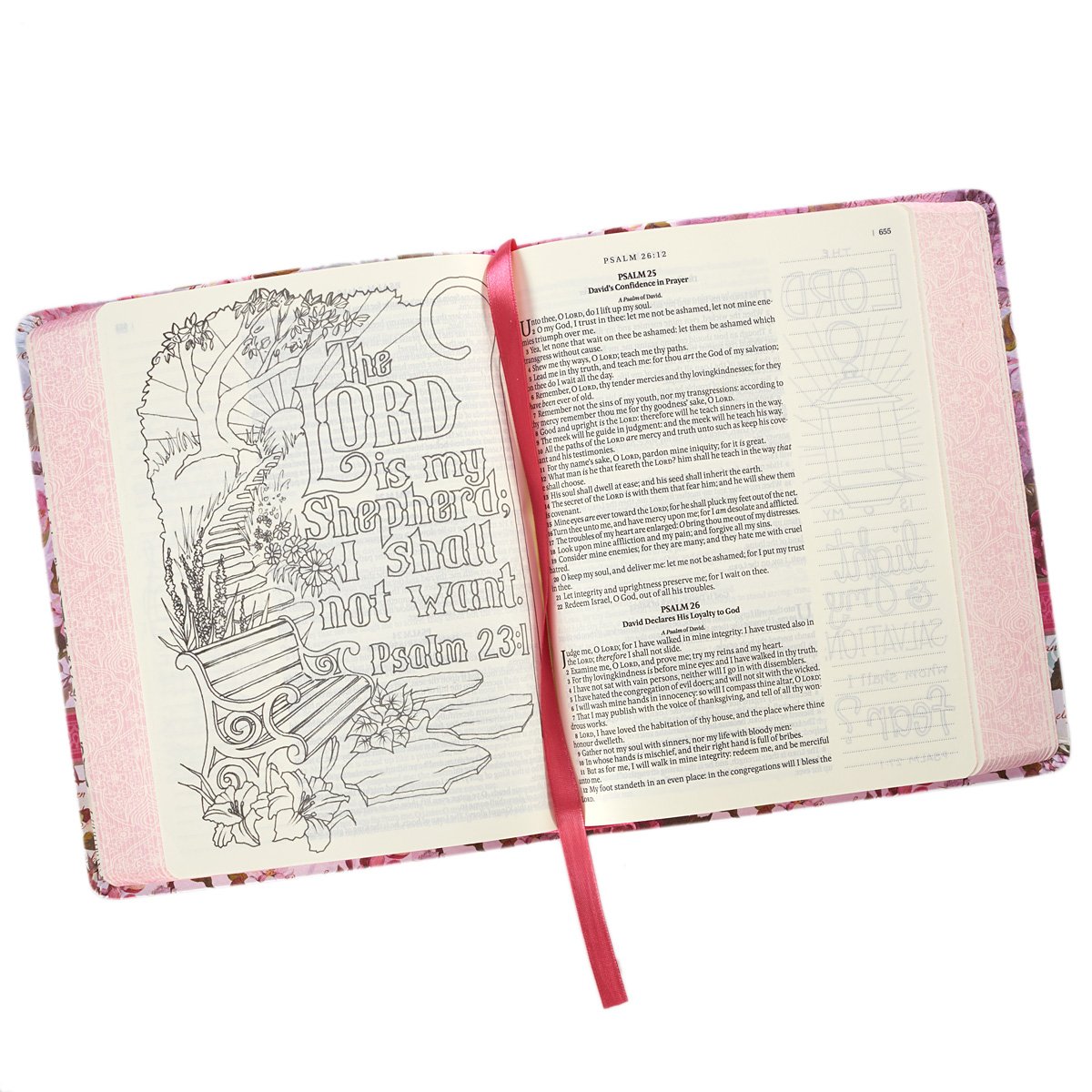 KJV Holy Bible, My Creative Bible, Faux Leather Flexcover - Ribbon Marker, King James Version, Pink Floral