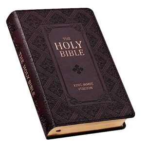 kjv holy bible, giant print standard size faux leather red letter edition - thumb index & ribbon marker, king james version, dark brown