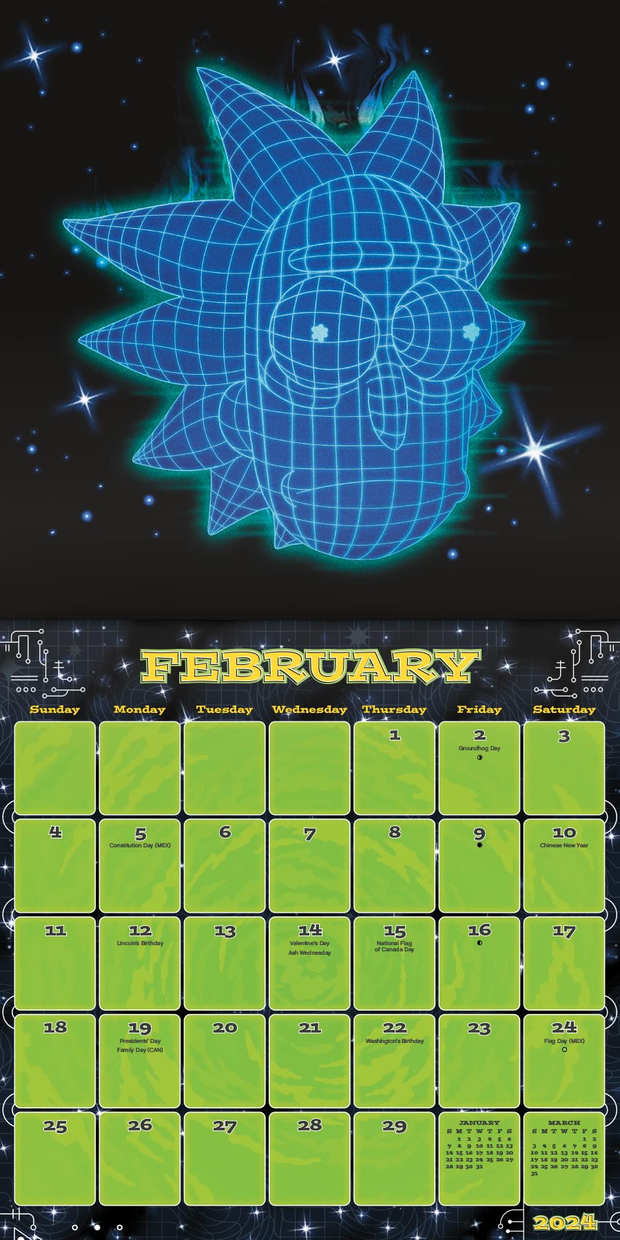 2024 Cartoon Network Rick and Morty Wall Calendar