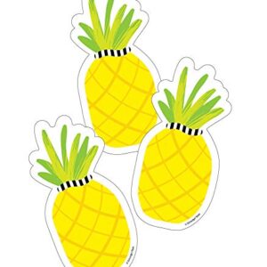 Schoolgirl Style Simply Stylish 36-Piece Pineapple Bulletin Board Cutouts, Pineapple Cutouts for Bulletin Board with Black and White Stripe, Tropical Classroom Décor, Summer Bulletin Board Decorations