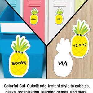 Schoolgirl Style Simply Stylish 36-Piece Pineapple Bulletin Board Cutouts, Pineapple Cutouts for Bulletin Board with Black and White Stripe, Tropical Classroom Décor, Summer Bulletin Board Decorations