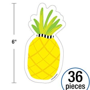 Schoolgirl Style Simply Stylish 36-Piece Pineapple Bulletin Board Cutouts, Pineapple Cutouts for Bulletin Board with Black and White Stripe, Tropical Classroom Décor, Summer Bulletin Board Decorations