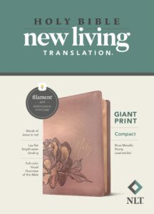 nlt compact giant print bible, filament-enabled edition (leatherlike, rose metallic peony, red letter)