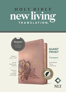 nlt compact giant print bible, filament-enabled edition (leatherlike, rose metallic peony, indexed, red letter)