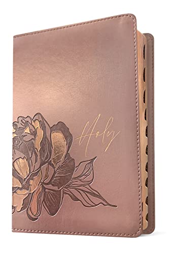 NLT Compact Giant Print Bible, Filament-Enabled Edition (LeatherLike, Rose Metallic Peony, Indexed, Red Letter)