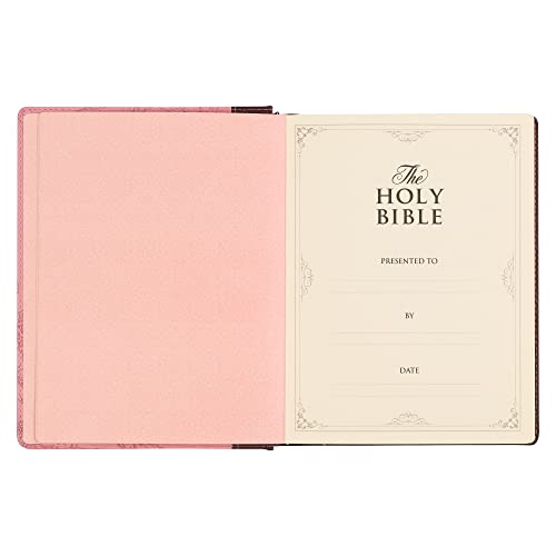 KJV Holy Bible, Note-taking Bible, Faux Leather Hardcover - King James Version, Brown/Pink