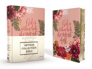 niv, artisan collection bible, cloth over board, pink floral, designed edges under gilding, red letter, comfort print