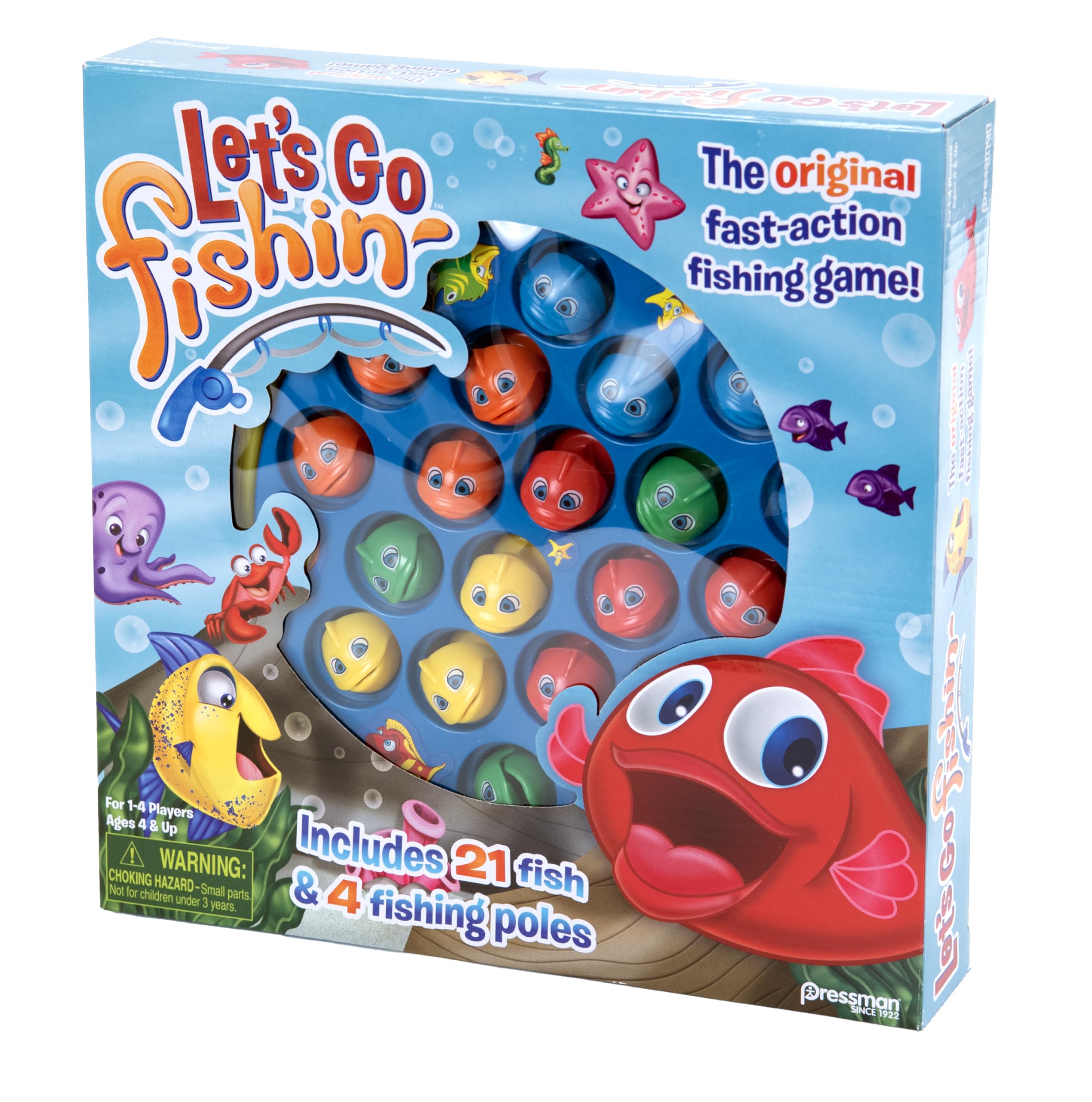 Let's Go Fishin' Game by Pressman - The Original Fast-Action Fishing Game!, 1-4 players