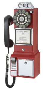 crosley cr56-re 1950's payphone with push button technology, red