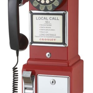 Crosley CR56-RE 1950's Payphone with Push Button Technology, Red