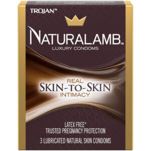 trojan naturalamb latex free luxury condoms, 3 count (pack of 1)