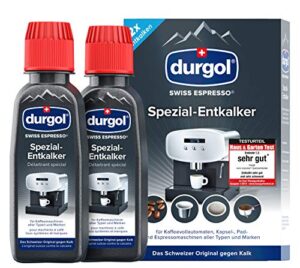 durgol swiss espresso, descaler and decalcifier for all brands of espresso machines and coffee makers, 4.2 fluid ounces (pack of 2)