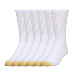 goldtoe men's 656s cotton crew athletic socks, multipairs, white (6-pairs), large