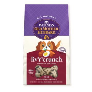 old mother hubbard by wellness classic liv'r'crunch natural dog treats, crunchy oven-baked biscuits, ideal for training, 20 ounce bag