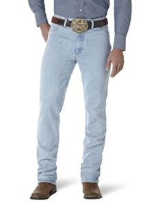 wrangler men's cowboy cut slim fit jean, gold buckle bleach, 32w x 34l